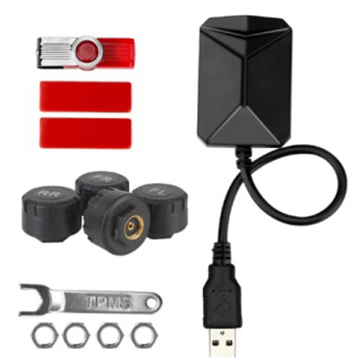Android Navigation TPMS with 4 Sensors Alarm System USB Android Car TPMS Wireless Transmission ...