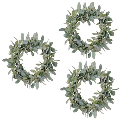 3 Pcs Spring Flocked Lambs Ear Wreath, Year Round Everyday Foliage ...