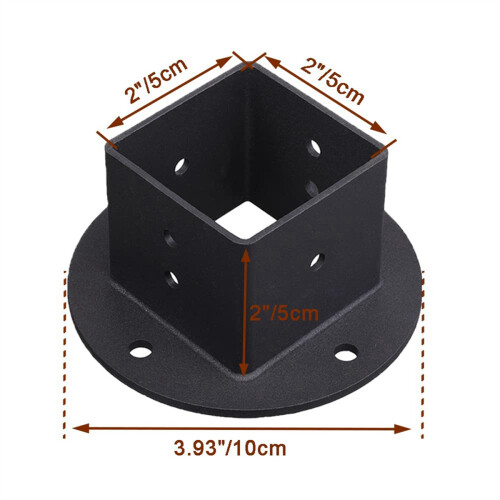 2Pcs 2X2 Square Fence Pole Flange Base Pergola Post Base Brackets Kit ...