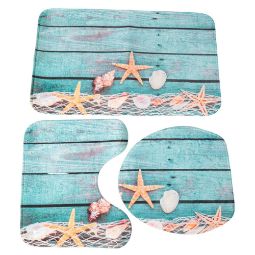 Beach Seashells Starfish Sand Bath Mat Holidays Summer Bathroom Carpet ...