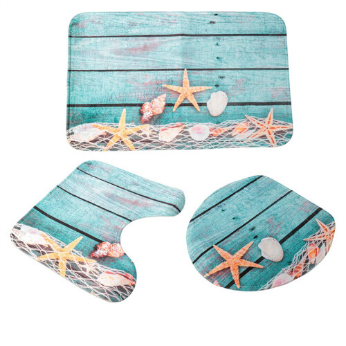 Beach Seashells Starfish Sand Bath Mat Holidays Summer Bathroom Carpet ...