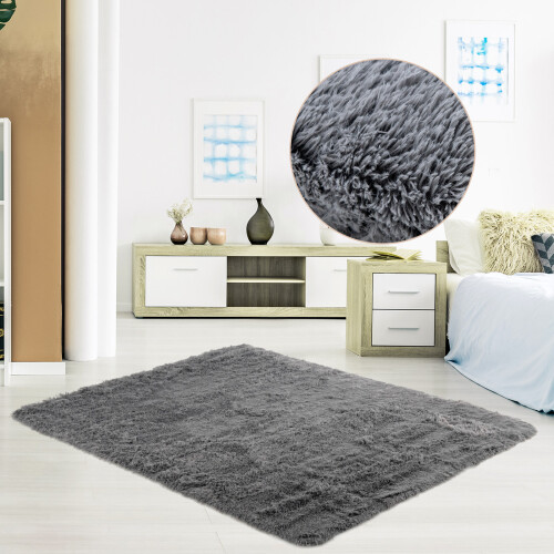 180 x 120 cm Modern Soft Shag Rug Ultra Soft Carpets for Home Grey on OnBuy