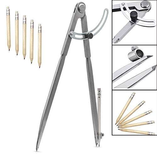 12 Inch Large Adjustable Pencil Marking Compass Circle Scratch Marking Locking Wing Divider for Drawing Circles Woodworking Metalworking and Leather on OnBuy