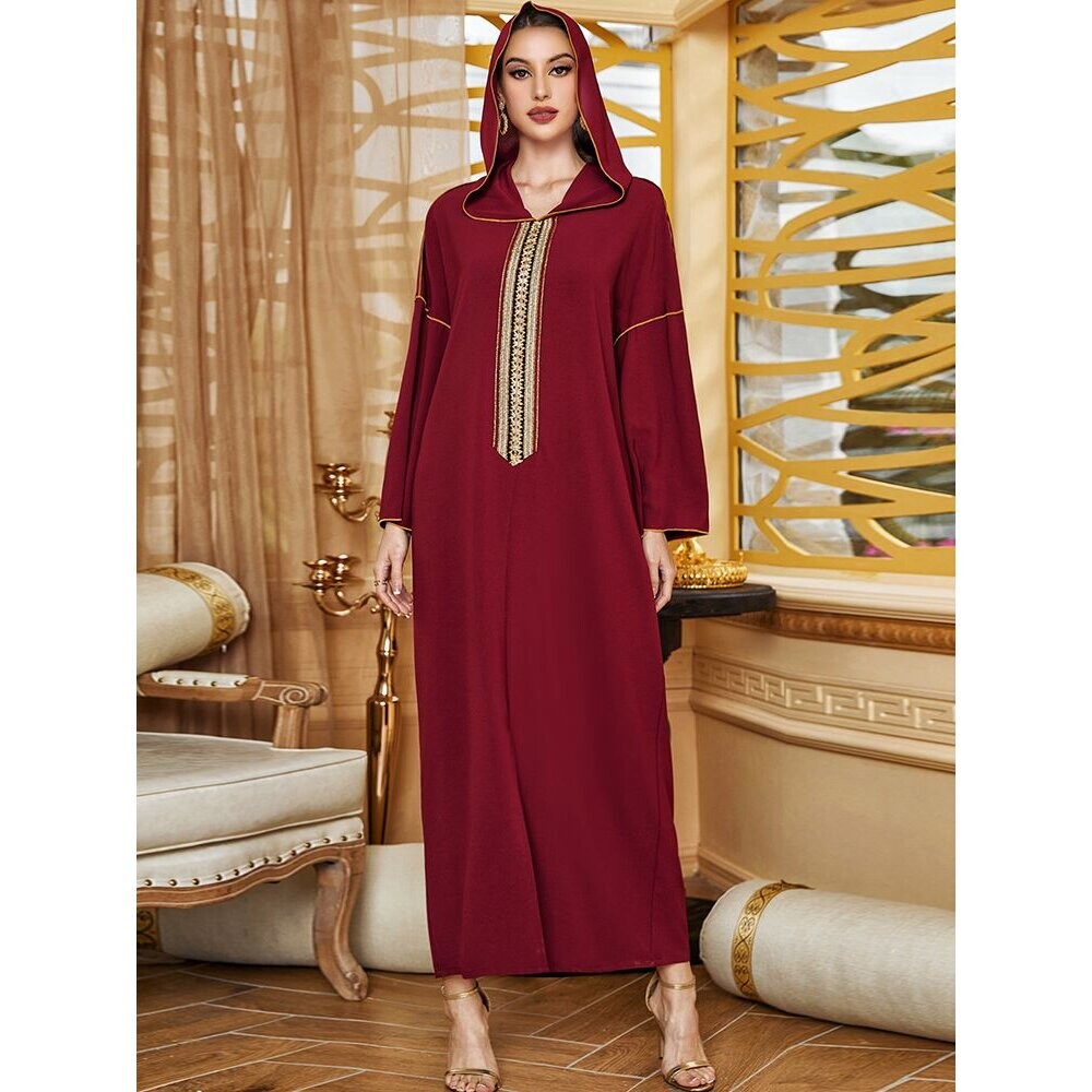 Ramadan Eid Mubarak Red Abaya Dubai Arabic Turkey Islam Muslim Long