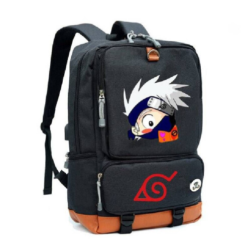 (H) Naruto Anime Large Capacity Backpack Kakashi Sasuke Itachi Print ...