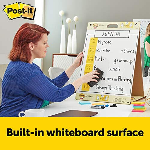 Post-it, Table Flip chart with 20 Self-Adhesive Sheets, Whiteboard for ...
