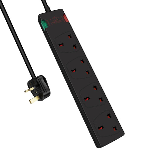ExtraStar 4 Way Extension Lead with Surge Protection, 13A/250V~ Multi ...