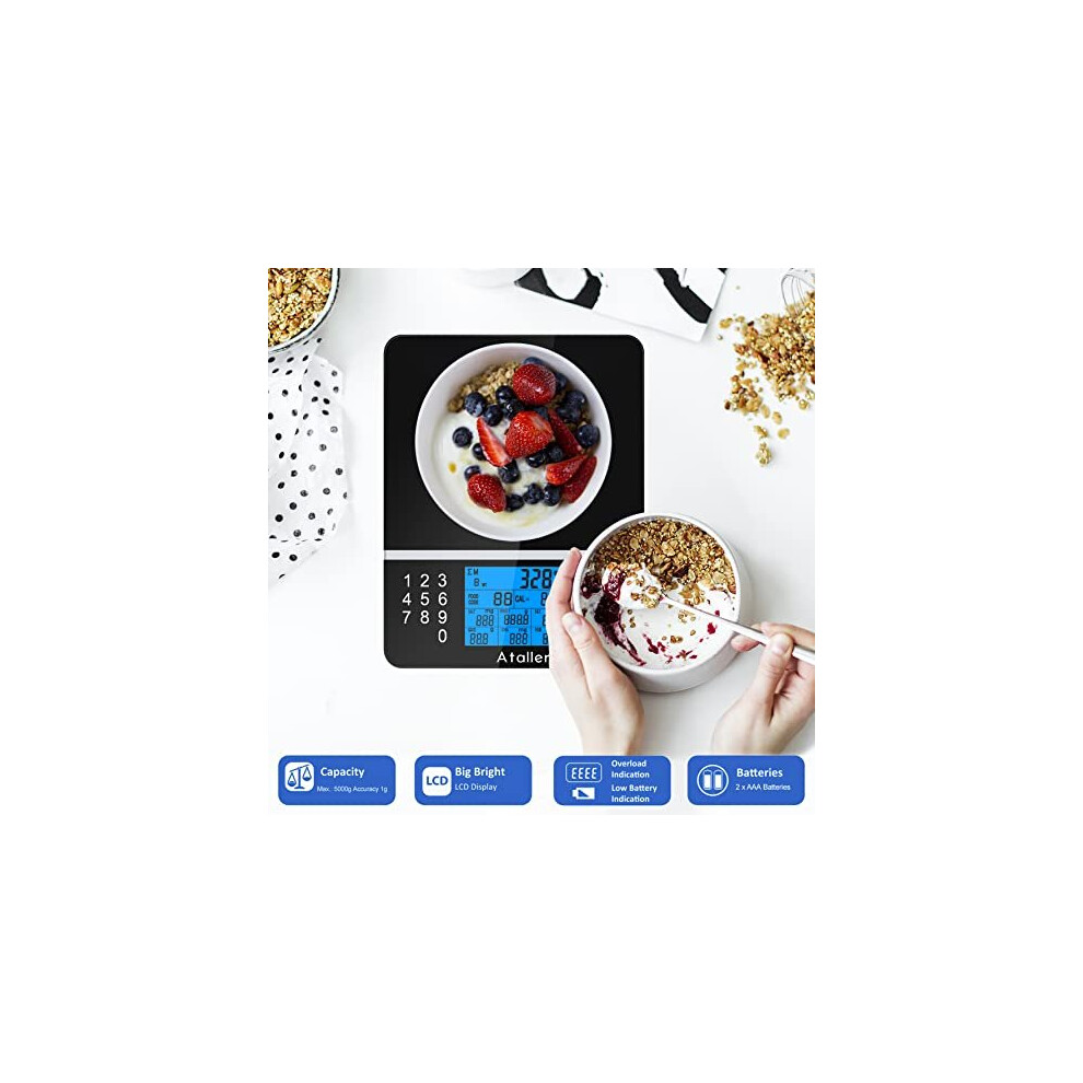 Ataller Food Nutrition Scale, Digital Kitchen Scale with Nutrition ...