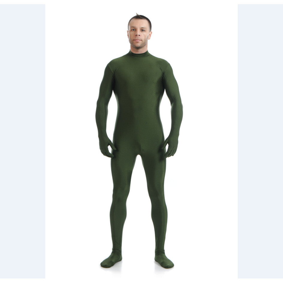 (Navy green, M(Tag M=US XS)) Spandex Party New Lycra Costume Bodysuit Catsuit Unitard No Hood ...
