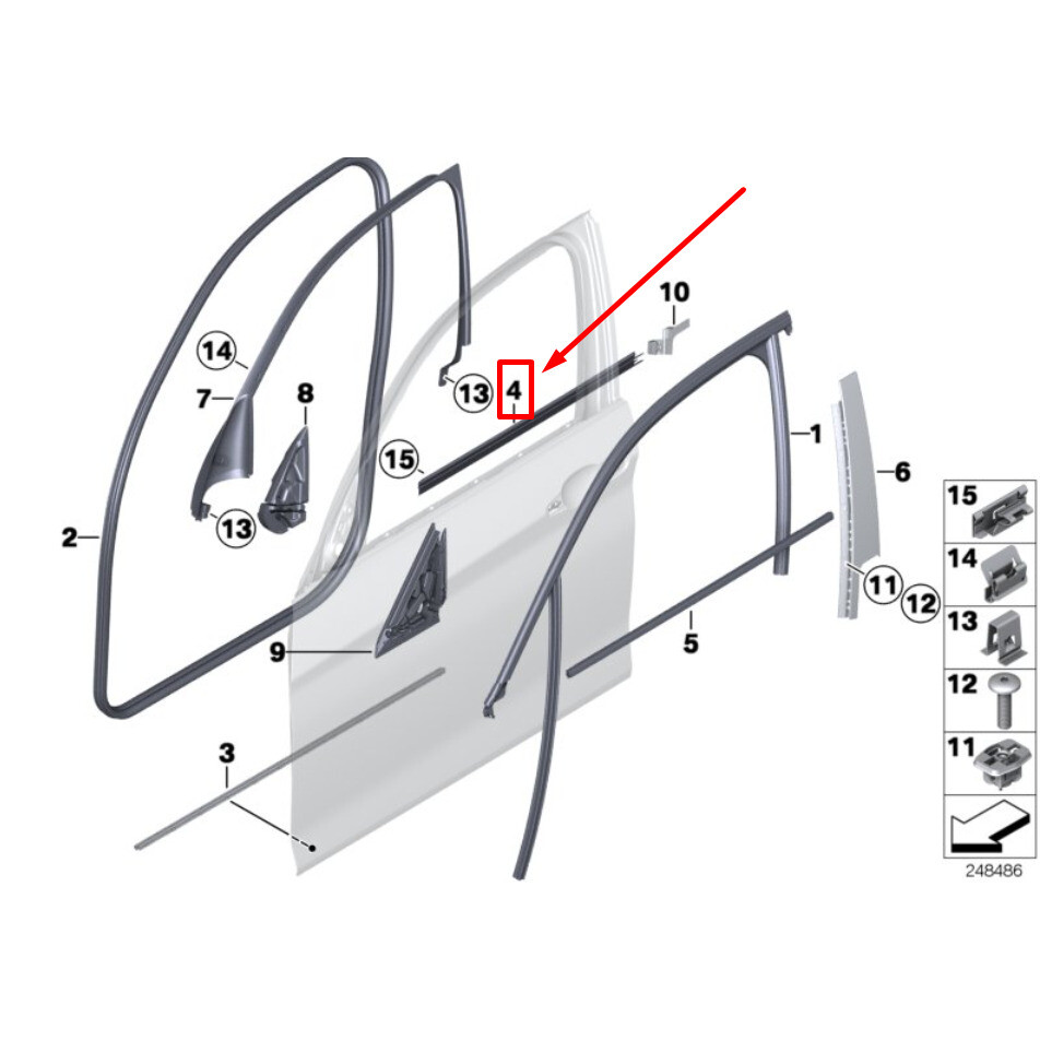 BMW 1 F20 Front Right Door Channel Sealing 7240860 51337240860 NEW ...