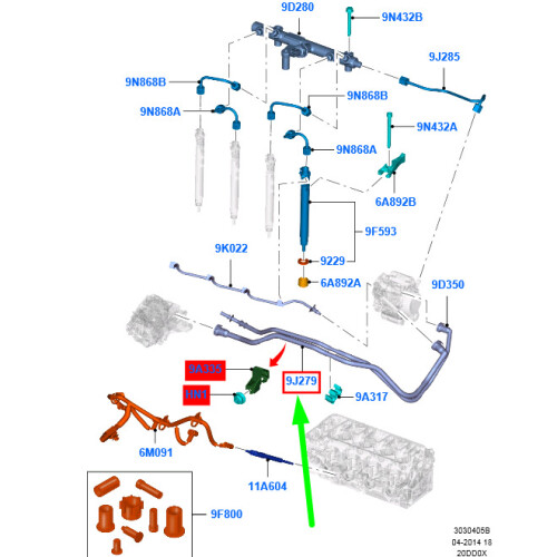 FORD KUGA MK1 C394 Fuel Feed Pipe Hose 1682272 9M5Q-9J280-AA NEW ...