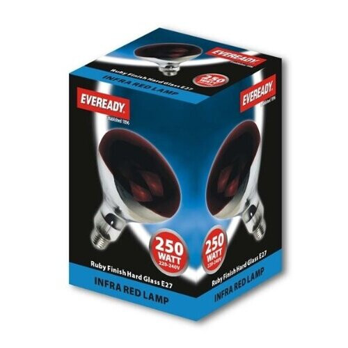 Eveready 250 Watt Finish Hard Glass Edison Screw E27 Infra Heat Lamp ...