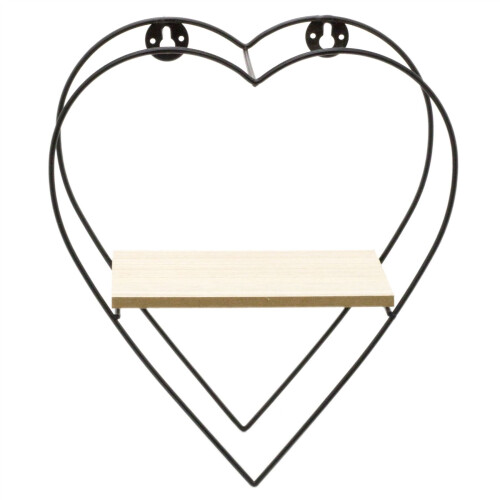 23cm Wire Heart Shaped Wall Shelf | Industrial Black Metal Display ...