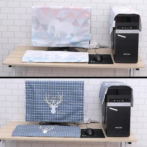 3pcs/set Gird Pattern Nordic Elk Deer Computer Dust Covers Keyboard ...