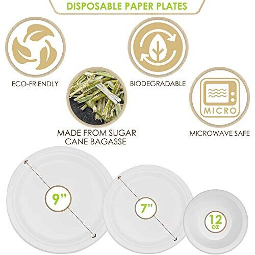 Paper Plates for Craft - The 100 Biodegradable Eco Friendly Compostable ...