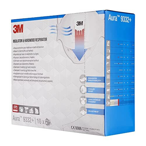 3M Aura Disposable Particulate Respirator 9332+, FFP3, Valved, Pack of ...