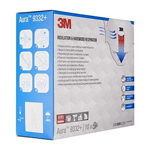 3M Aura Disposable Particulate Respirator 9332+, FFP3, Valved, Pack of ...