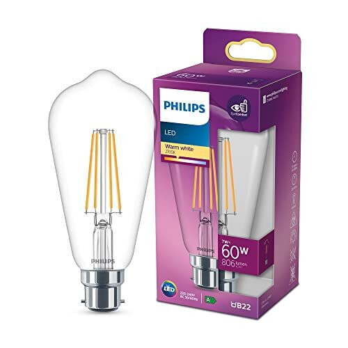 Philips LED Classic ST64 Light Bulb [B22 Bayonet Cap] 7W - 60W ...