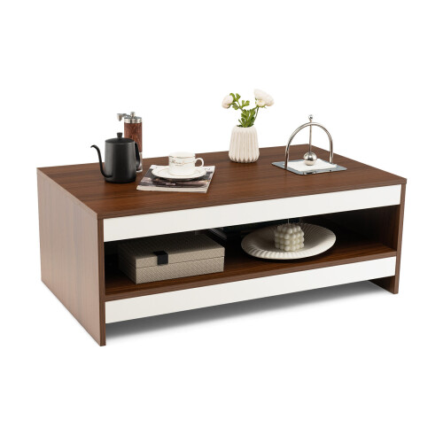 2-Tier Coffee Table Wooden Tea Cocktail Table Modern Furniture on OnBuy
