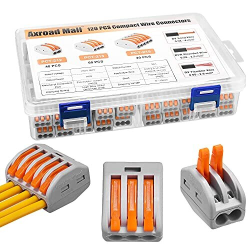 Compact Wire Connectors, 120 Pcs Electrical Connector Blocks Compact ...