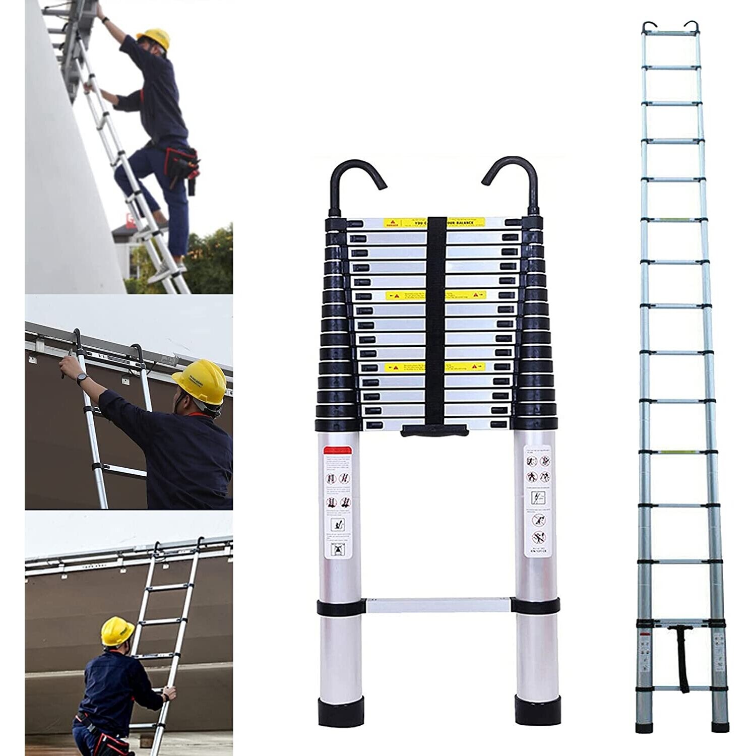 6.2M Extendable Portable Heavy Duty Aluminium Telescopic Ladder20.3ft ...