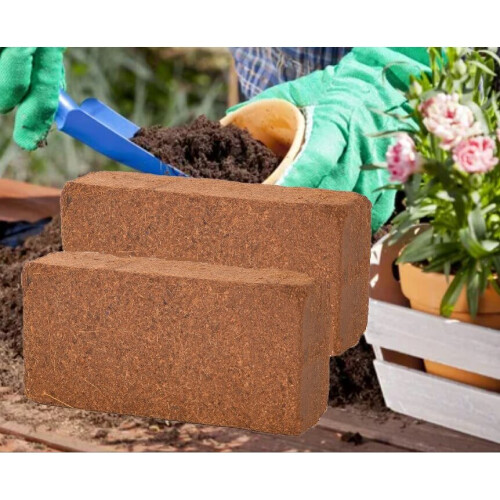 2 Coco Peat Bricks Compost Block 10L Coconut Potting Fibre Compressed ...