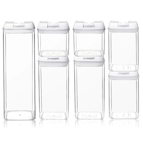 7 PCS Airtight Plastic Dry Food Storage Container Set Kitchen Organizer ...