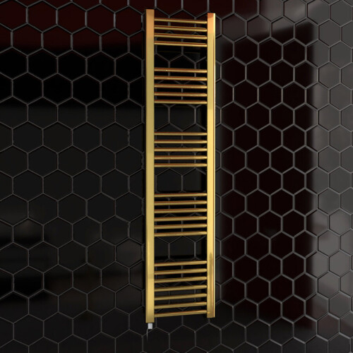 (500 x 1600 mm (h)) 500mm Wide Gold Electric Bathroom Towel Rail ...