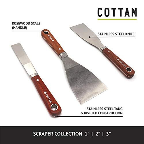 COTTAM Premium Wooden Handle Scale Tang Scraper Collection - Ideal ...