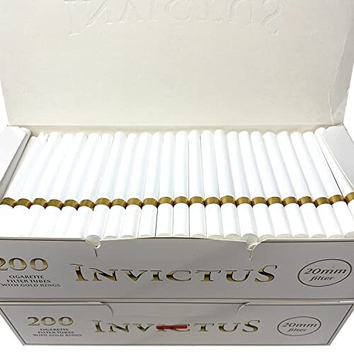 Invictus White Cigarette 20mm Filter Tubes with Golden Ring - 400 Tubes ...
