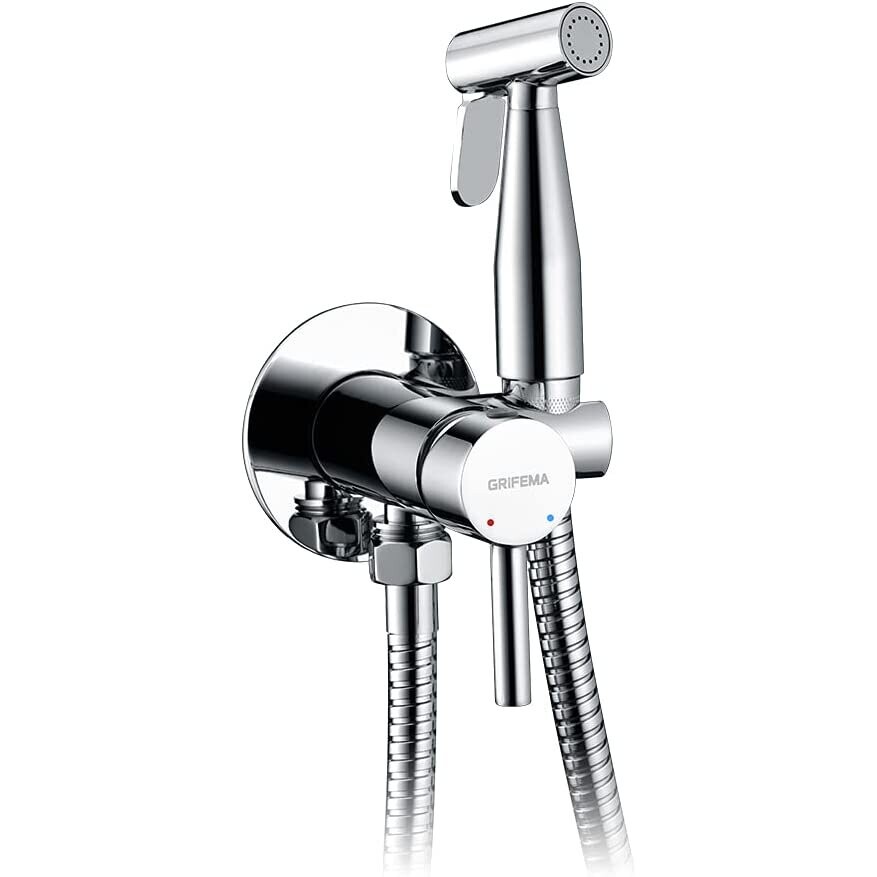 GRIFEMA G154-1 Irismar-Concealed Bidet Mixer Spray Set for Hot and Cold Water, WC Shower Kit ...