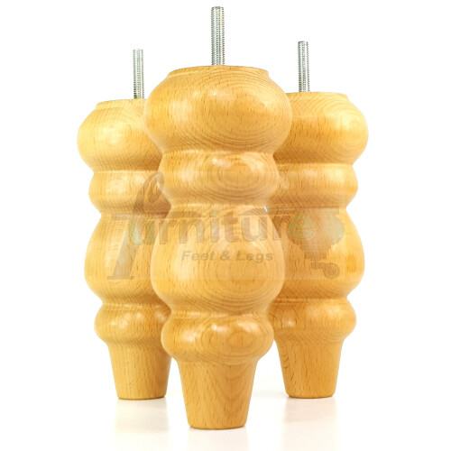 SOLID WOOD TURNED FURNITURE FEET 200mm HIGH Oak Stain Finish ...