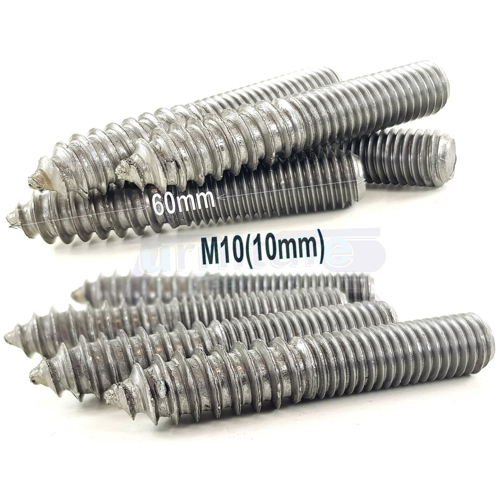 50x M10 60mm Wood to Metal Screws Furniture Dowels Double Ended Fixing ...
