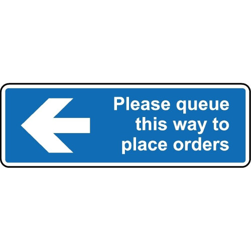 Please queue this way left safety sign (L) - Self adhesive sticker ...