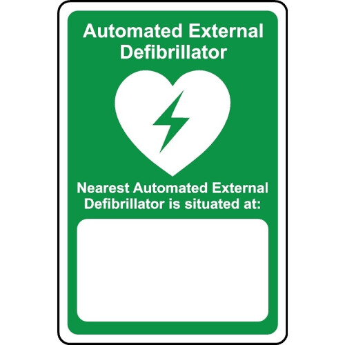 Automated external defibrillator nearest AED is situated at blank ...