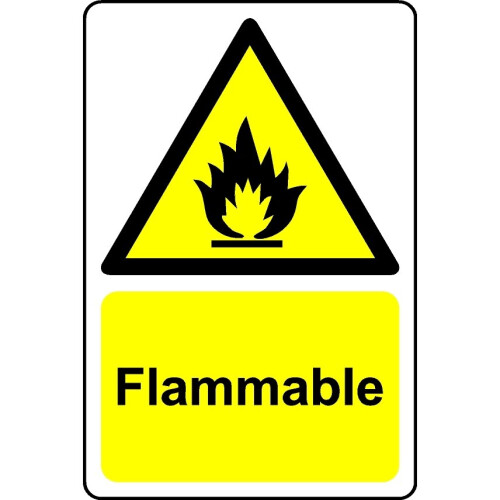 Warning flammable safety sign - 1mm Plastic sign - 200mm x 150mm on OnBuy