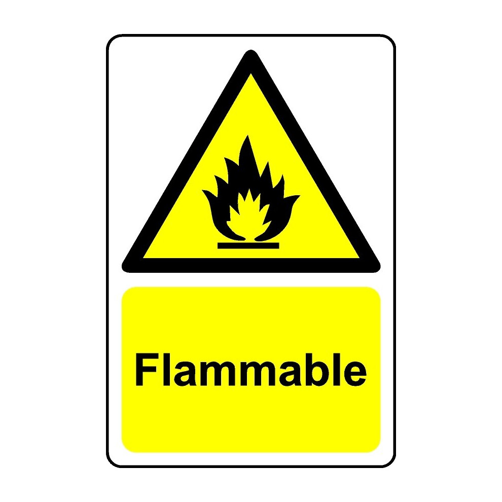 Warning flammable safety sign - 1mm Plastic sign - 200mm x 150mm on OnBuy