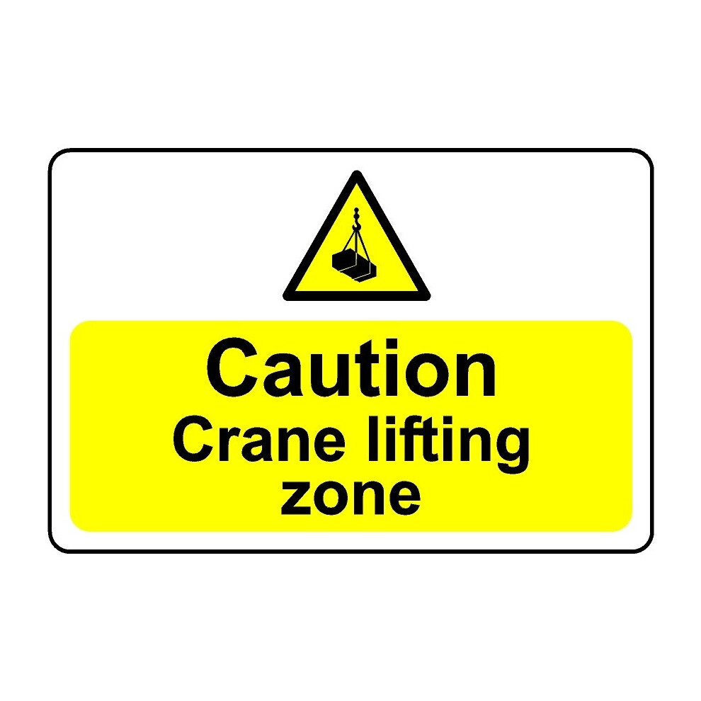 Caution crane lifting zone safety sign - 3mm Aluminium sign - 400mm x ...