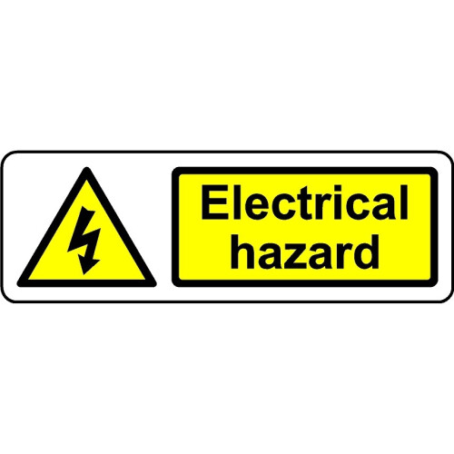 Electrical hazard safety sign (L) - 3mm Aluminium sign - 450mm x 150mm ...