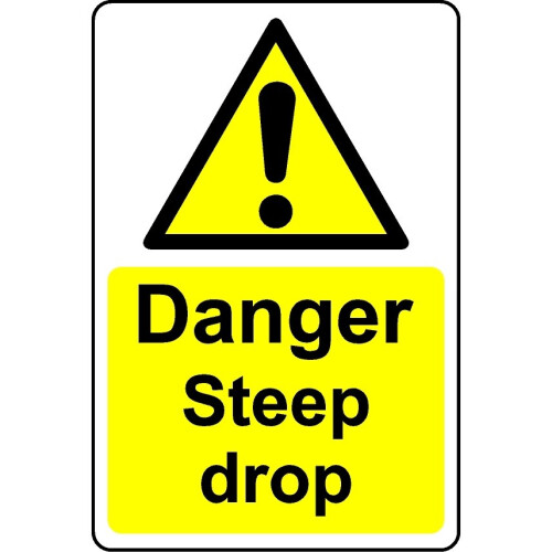 Danger steep drop safety sign - 3mm Aluminium sign - 400mm x 300mm on OnBuy