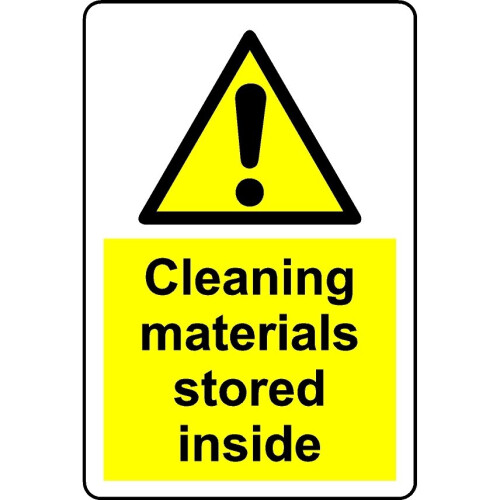 Cleaning materials stored inside safety sign - 3mm Aluminium sign ...