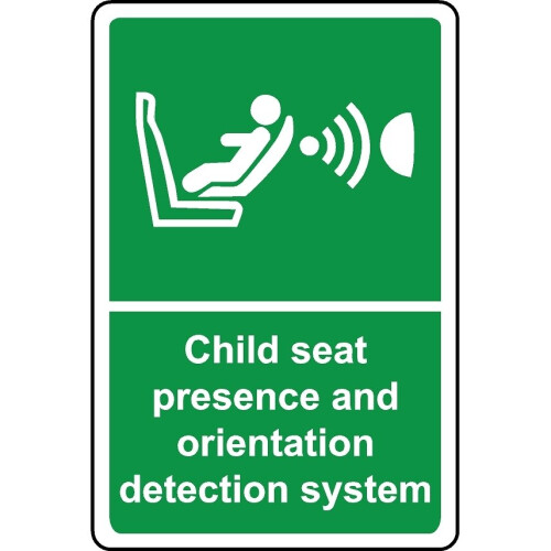 Child seat presence and orientation detection system safety sign - 1mm ...