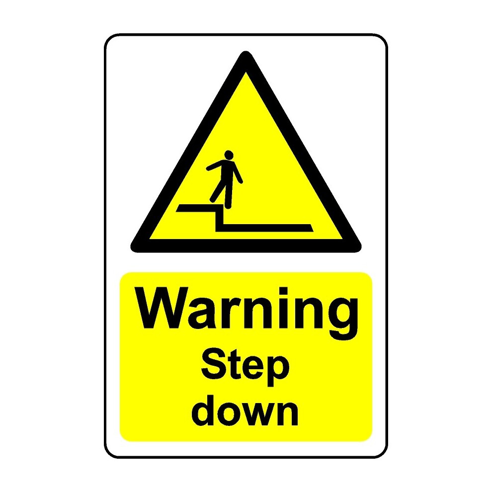 Warning step down safety sign - 3mm Aluminium sign - 400mm x 300mm on OnBuy
