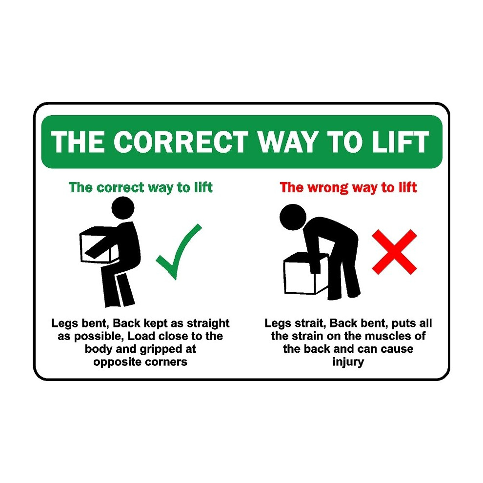 The correct way to lift information poster safety sign - 3mm Aluminium ...