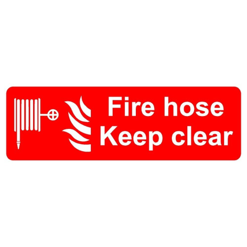 Fire hose keep clear safety sign (L) - 3mm Aluminium sign - 600mm x ...
