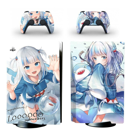 Anime Cuge Girl Gawr Gura PS5 Standard Disc Sticker Decal Cover for ...