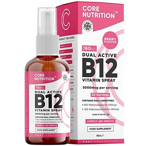 Vitamin B12 Spray 3000mcg High Strength 60ml for 60 Day Supply Vegan ...