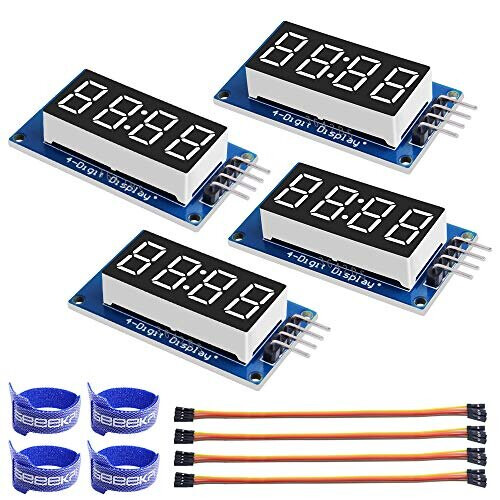 4Pack 036 4Digit Tube LED 7Segment Display Module Red Common Anode TM1637 Drive Chip Tube Clock ...