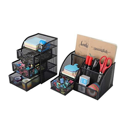 Mesh Desk Tidy 2 Piece Organiser Set Versatile Desktop Tidy Pen Holder ...