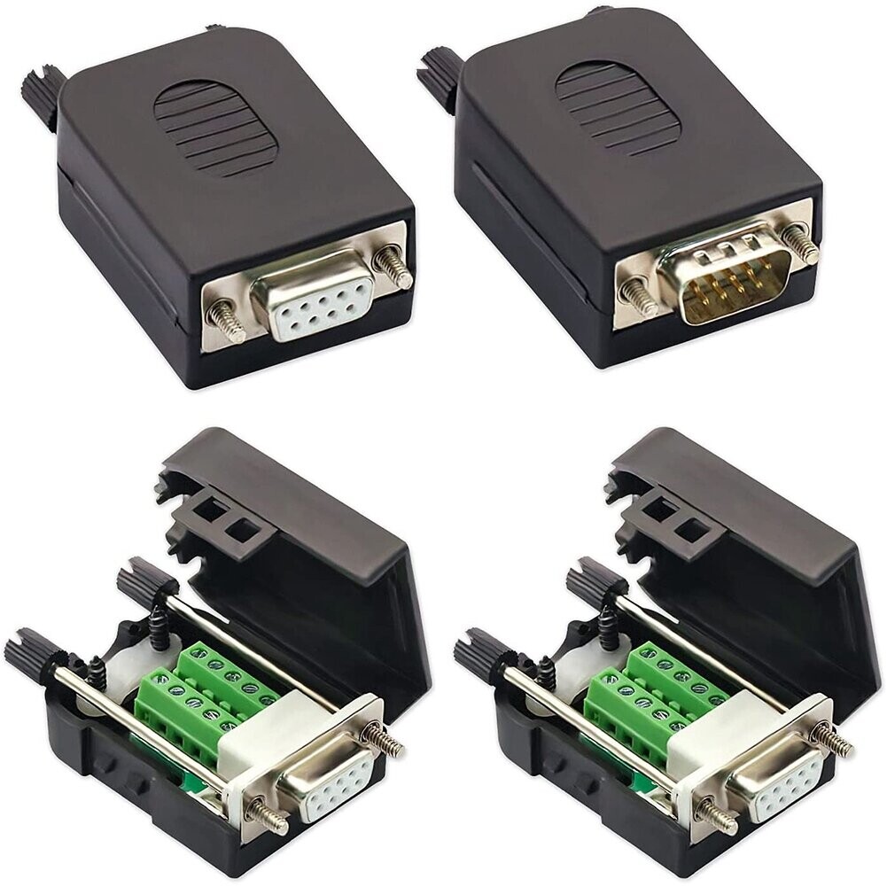 DB9 Solderless RS232 D-SUB Serial to 9Pin Port Terminal Male Female Adapter Connector Breakout ...